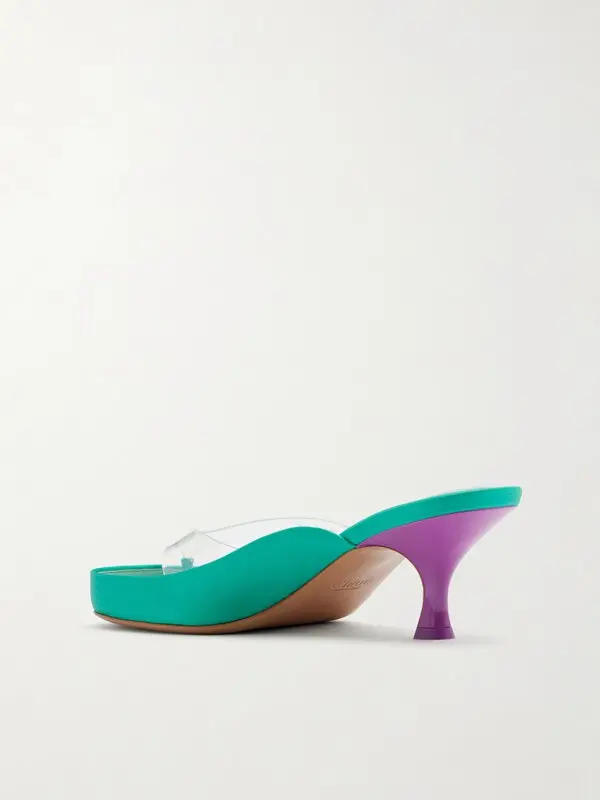 Chloé Junie Pvc-trimmed Satin Sandals - Blue