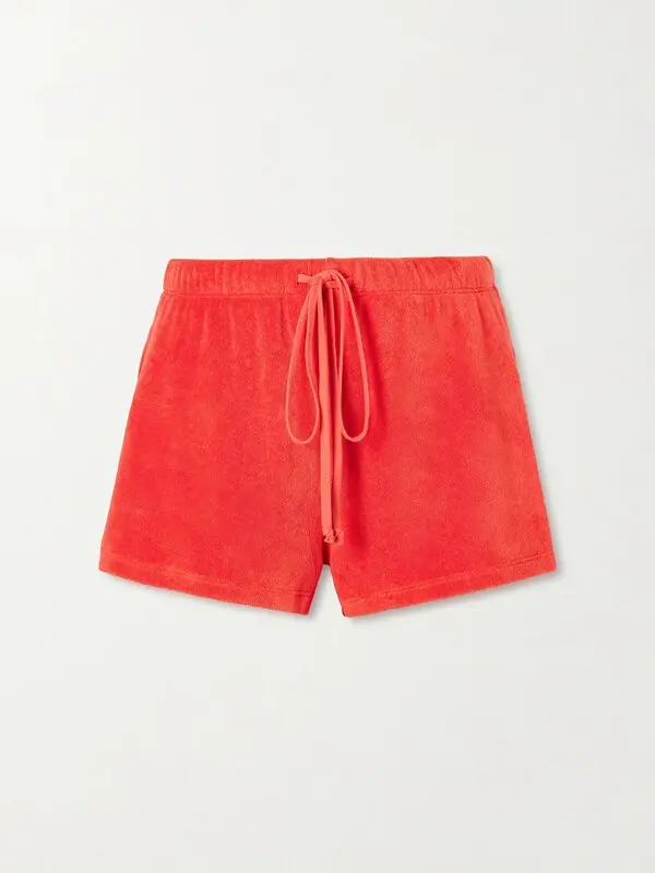 Suzie Kondi Cotton-blend Terry Drawstring Shorts - Red