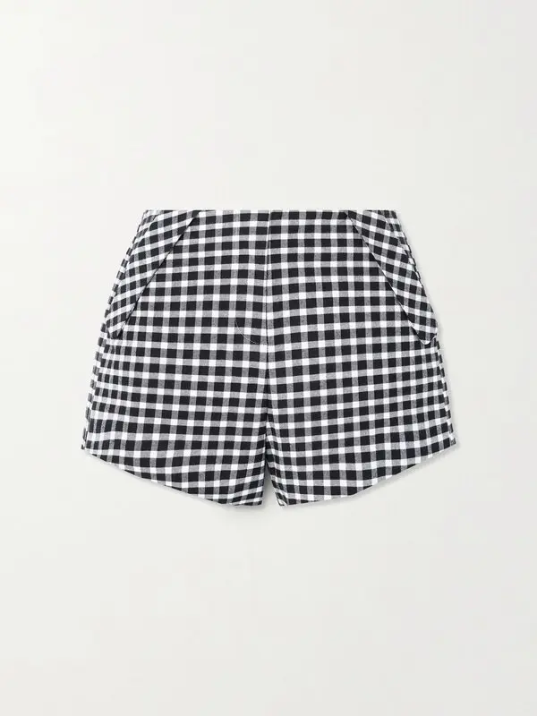 Posse Chiara Checked Cotton-blend Shorts - Black