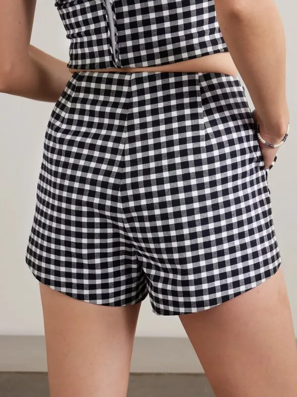 Posse Chiara Checked Cotton-blend Shorts