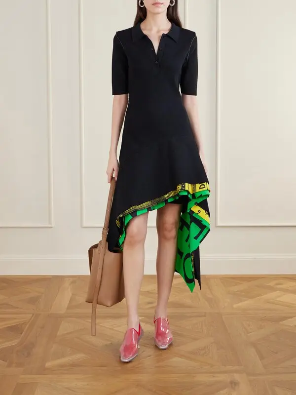 Loewe Asymmetric Layered Printed Jersey Midi Dress