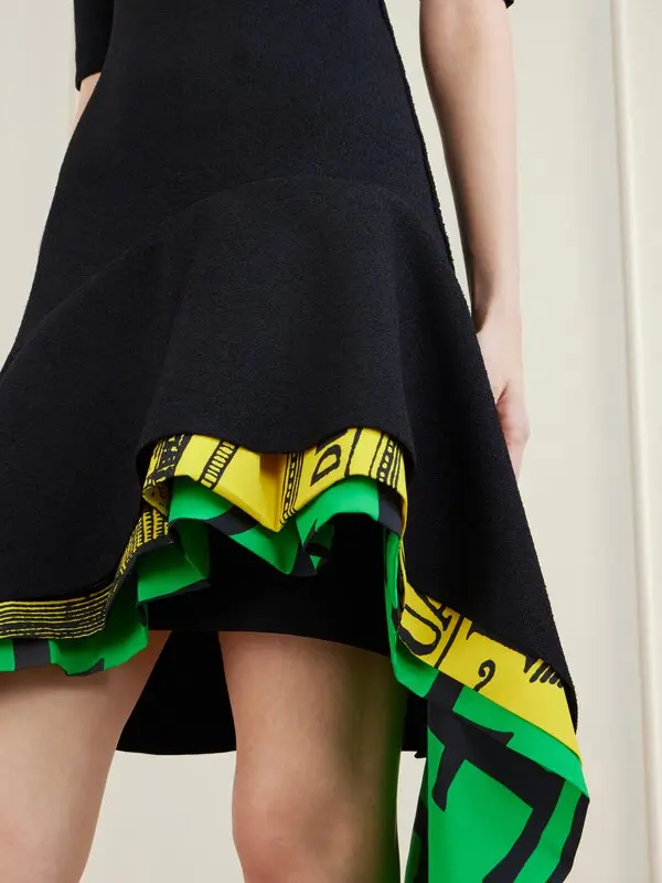 Loewe Asymmetric Layered Printed Jersey Midi Dress