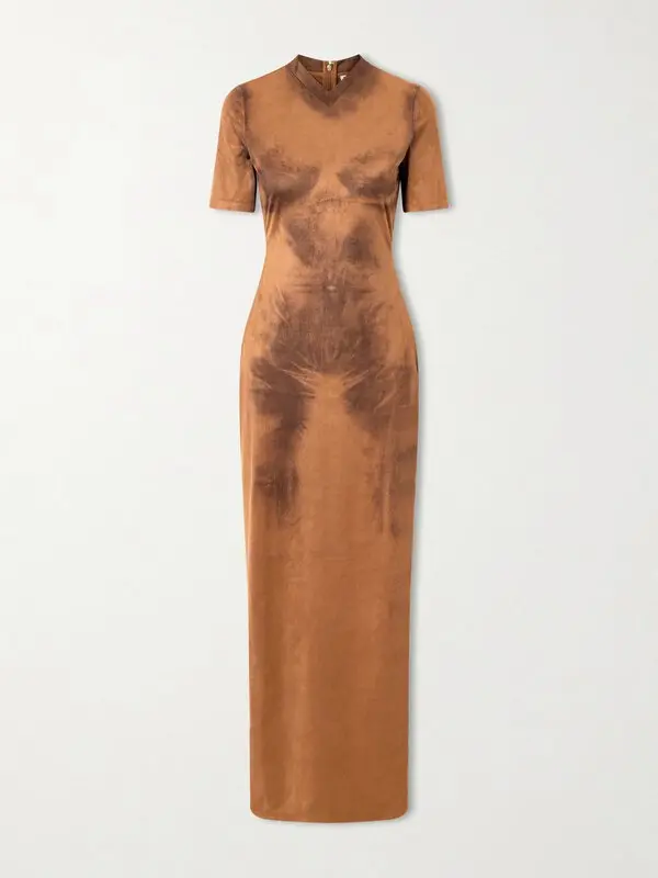 Acne Studios Dueda Printed Jersey Midi Dress - Brown