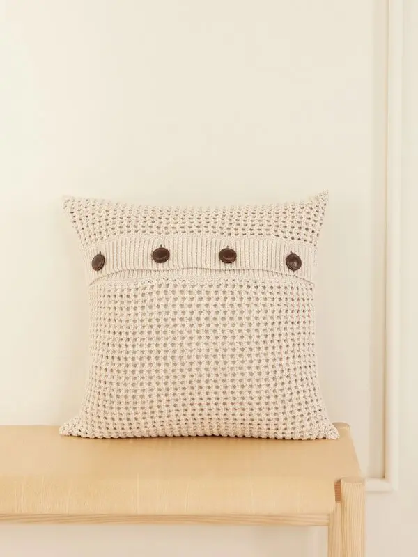 Brunello Cucinelli Open-knit Cotton-blend Cushion - Neutrals