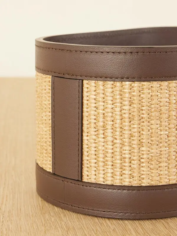 Brunello Cucinelli Raffia And Leather Basket