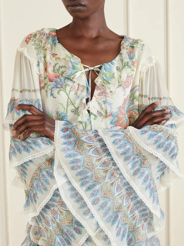 Etro Silk Mini Tunic Dress With Ruffle Detail