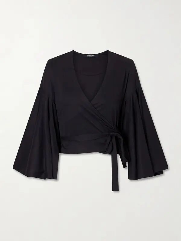 Jacquemus The Ventadou Paper-blend Wrap Top - Black