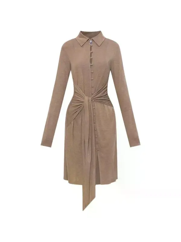 GANNI Tie-detail Button-up Mini Dress - Neutrals