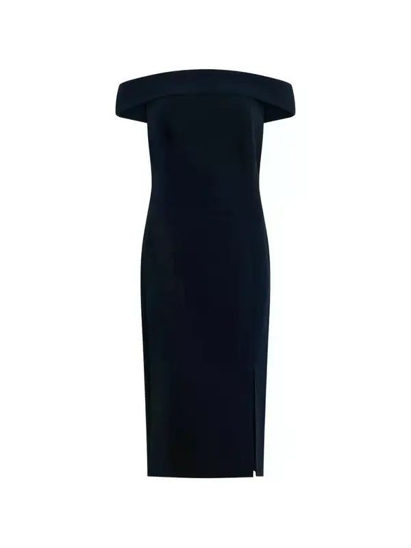 Ralph Lauren Off-shoulder Midi Dress With Slit - Blue
