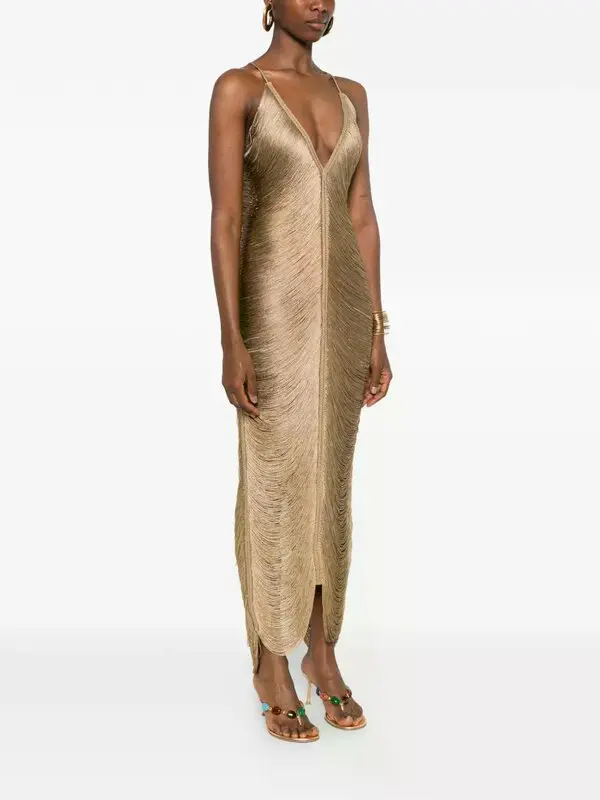 BLESS Solé Fringe V-neck Dress