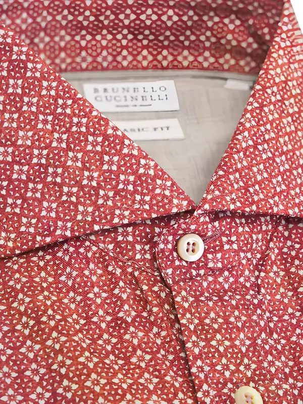Brunello Cucinelli Geometric-patternbutton-down Cotton Shirt