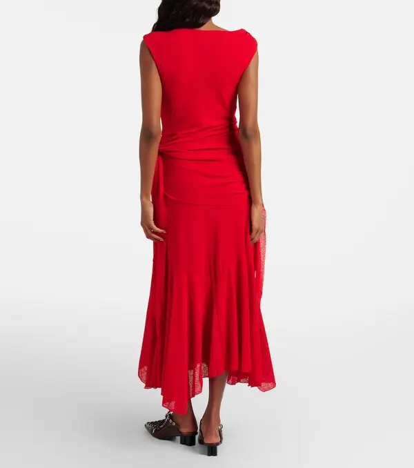 GANNI Draped Asymmetric Midi Dress