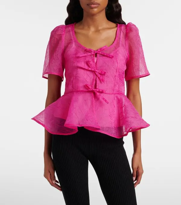 GANNI Organza Peplum Top