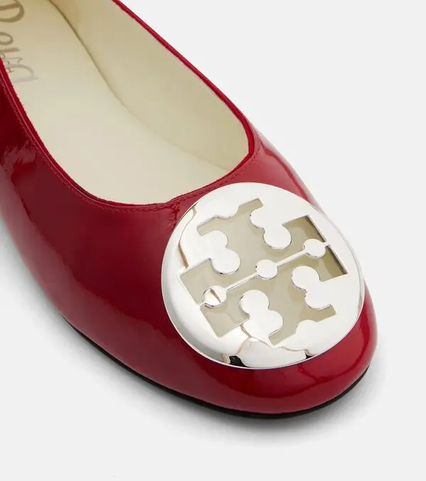 Tory Burch Reva Embellished Patent Leather Ballet Flats - Red