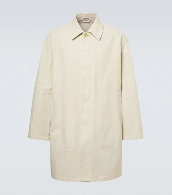 Auralee Cotton Twill Coat In Dusty Ivory