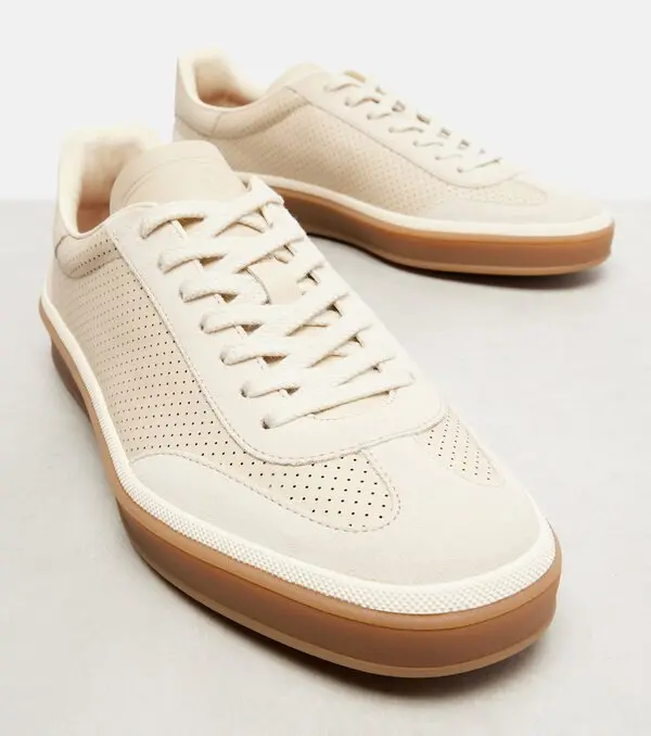 Loro Piana Suede-trimmed Leather Sneakers