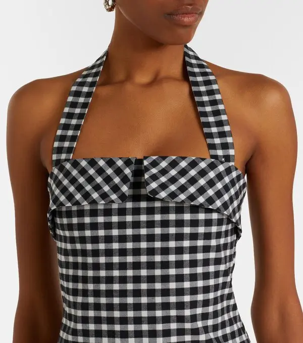 Posse Chiara Gingham Cotton-blend Midi Dress - Black