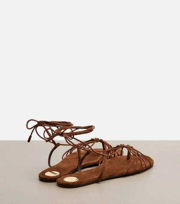 Saint Laurent Babylone Suede Sandals - Brown