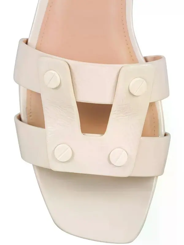 Veronica Beard Light Cream Cutout Detail Flat Sole Sandals - Neutrals