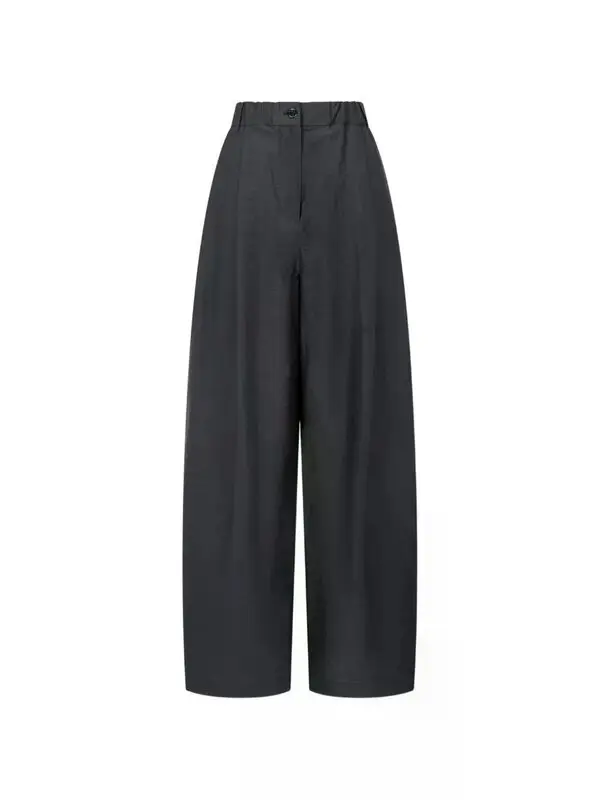 STUDIO TOMBOY Wide-leg Pleated Cotton Trousers - Grey