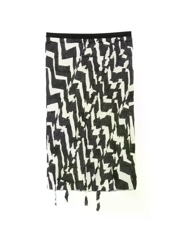 JNBY Geometric-print Midi Skirt With Fringing - Black