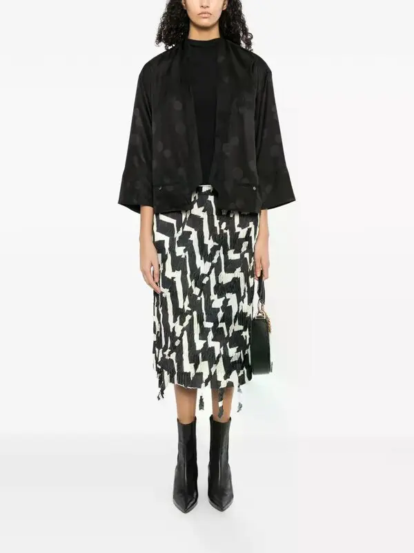 JNBY Geometric-print Midi Skirt With Fringing - Black
