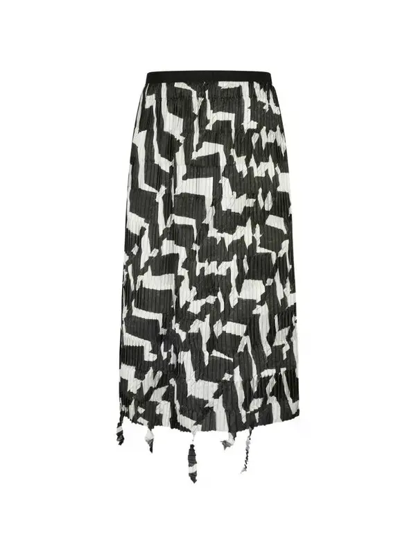 JNBY Geometric-print Midi Skirt With Fringing - Black
