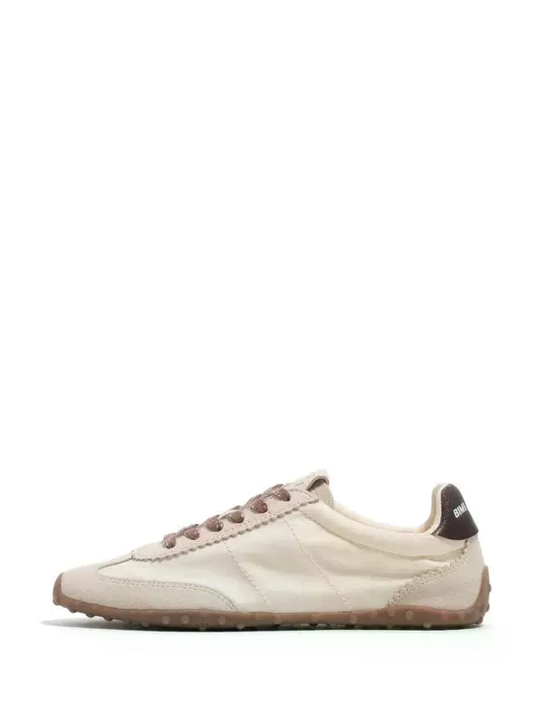 Bimba Y Lola Off-white Lace-up Suede Panel Sneakers - Neutrals
