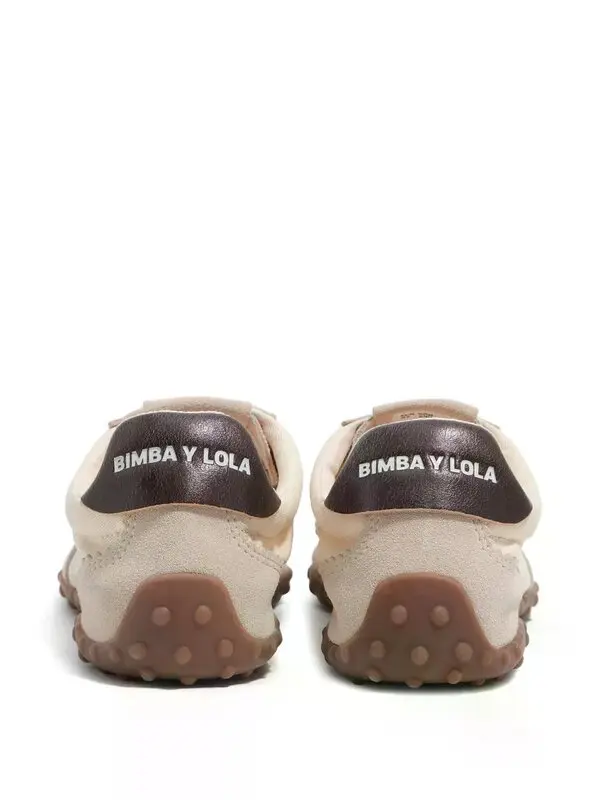 Bimba Y Lola Off-white Lace-up Suede Panel Sneakers - Neutrals