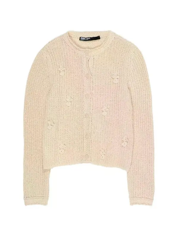 Bimba Y Lola Floral Appliqué Cardigan - Neutrals