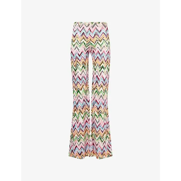 Missoni Chevron Flared Knitted Trousers - Multicolor