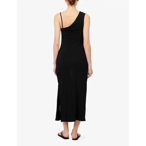 Max Mara Fiabe One-shoulder Stretch-jersey Midi Dress - Black