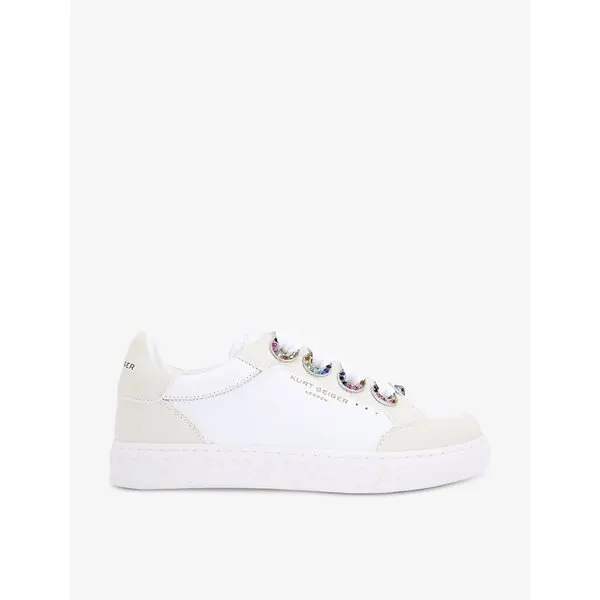 Kurt Geiger Kensington Eyelet Embellished Leather Low-top Trainers - White/oth