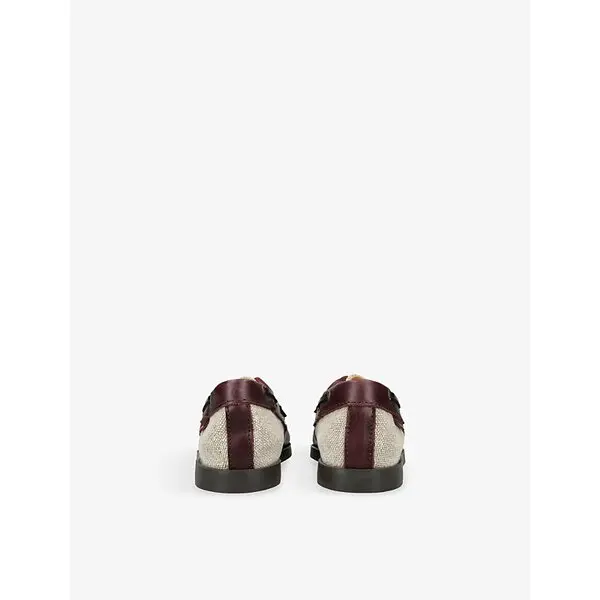 Manebí Contrast Panel Leather And Canvas Boat Shoes - Brown/oth