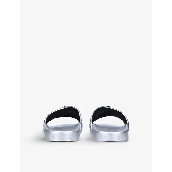 Kurt Geiger Meena Eagle Metallic Sliders - Silver