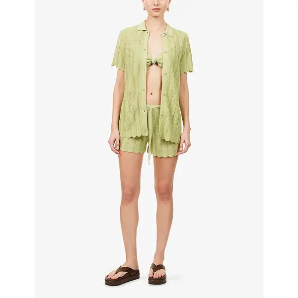 Devon Windsor Irene Open-knit Shirt - Matcha