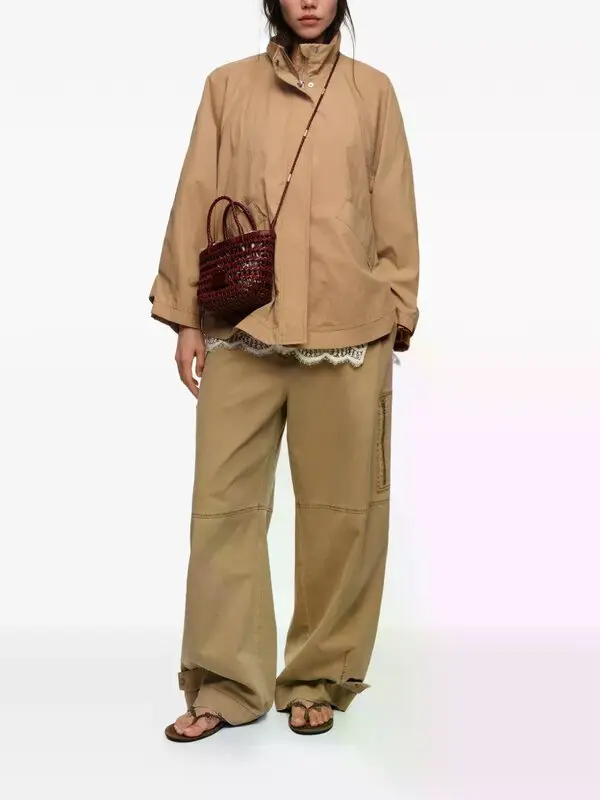 Bimba Y Lola Zip-up A-line Jacket With Pointed Collar - Neutrals