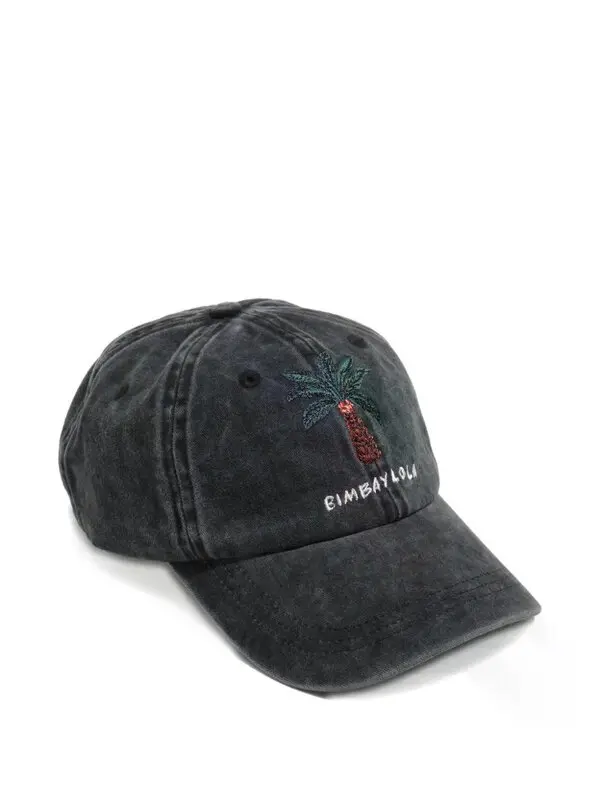 Bimba Y Lola Washed Palm Tree Cotton Cap - Black