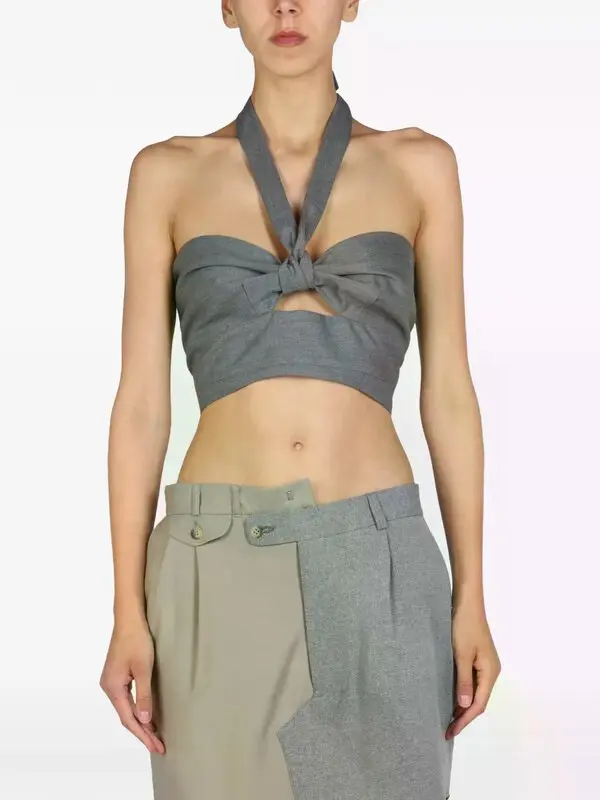 1/OFF PARIS Knot Halter Top With Cut-out Detailing