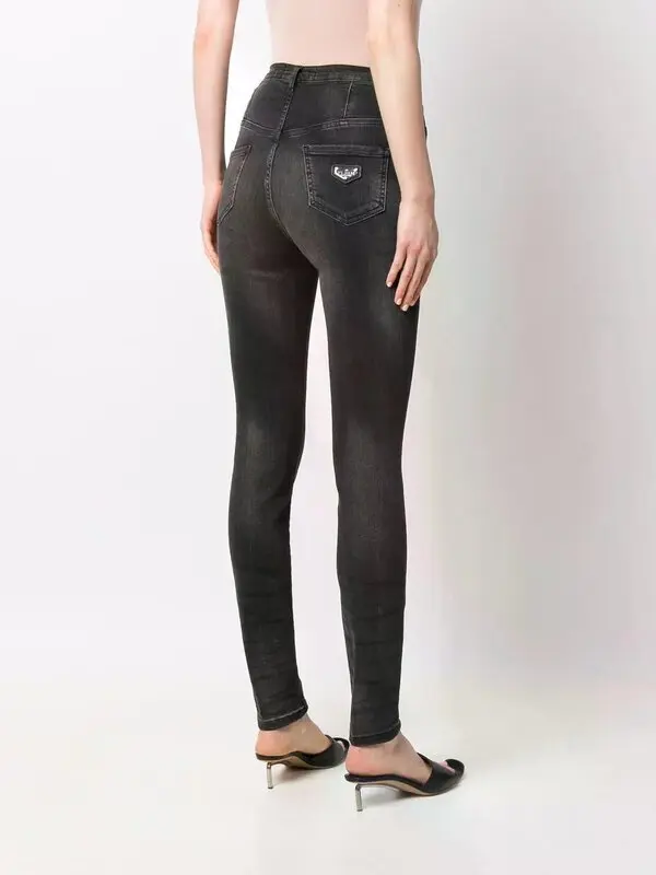 Philipp Plein High-waisted Jeggings With Whiskering
