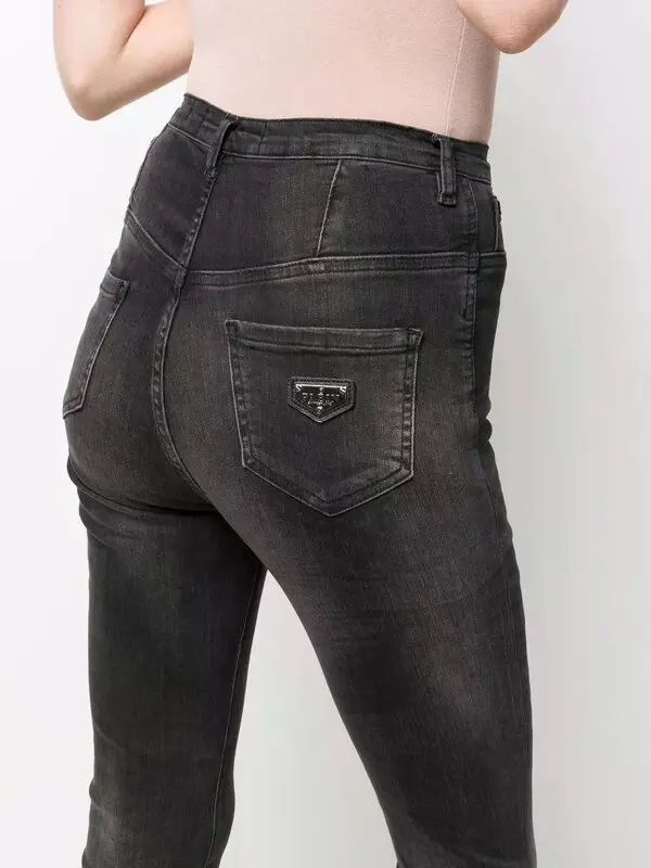 Philipp Plein High-waisted Jeggings With Whiskering