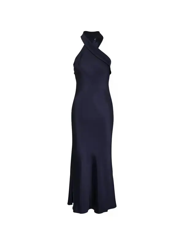 Galvan Halterneck Fluid Maxi Dress - Blue