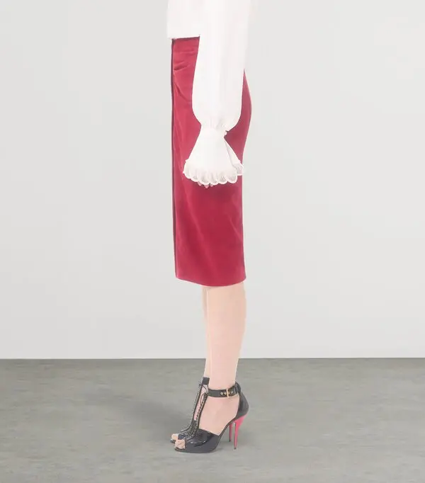 Valentino Garavani Suede Gathered Midi Skirt - Red