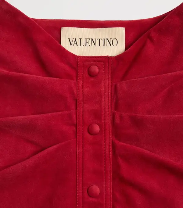Valentino Garavani Suede Gathered Midi Skirt - Red