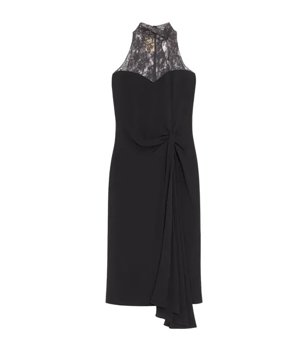Valentino Garavani Silk Georgette Midi Dress With Lace Neckline