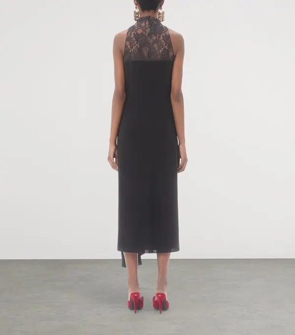 Valentino Garavani Silk Georgette Midi Dress With Lace Neckline