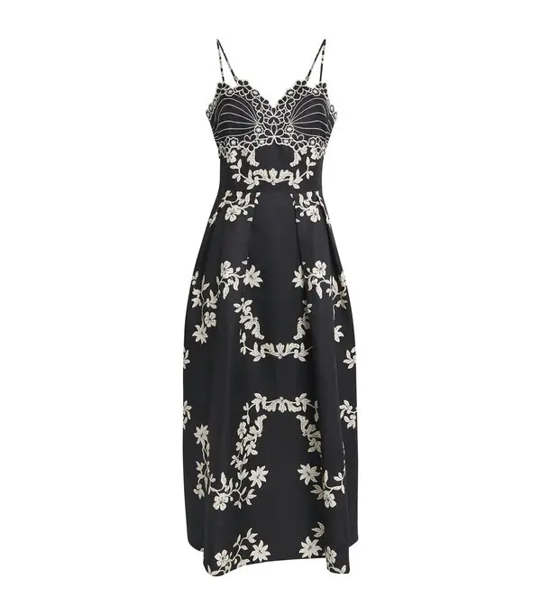 Claudie Pierlot Embroidered Floral Midi Dress - Black