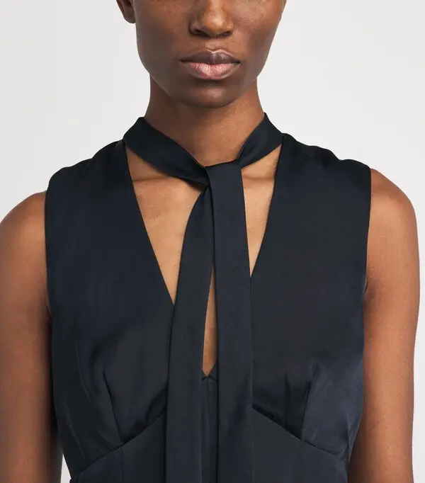 Claudie Pierlot Satin Scarf-neck Jumpsuit