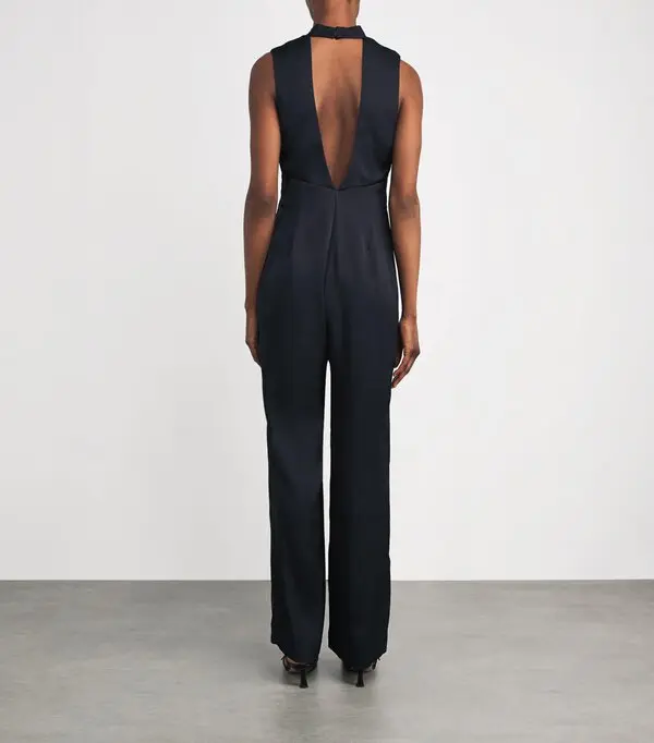 Claudie Pierlot Satin Scarf-neck Jumpsuit
