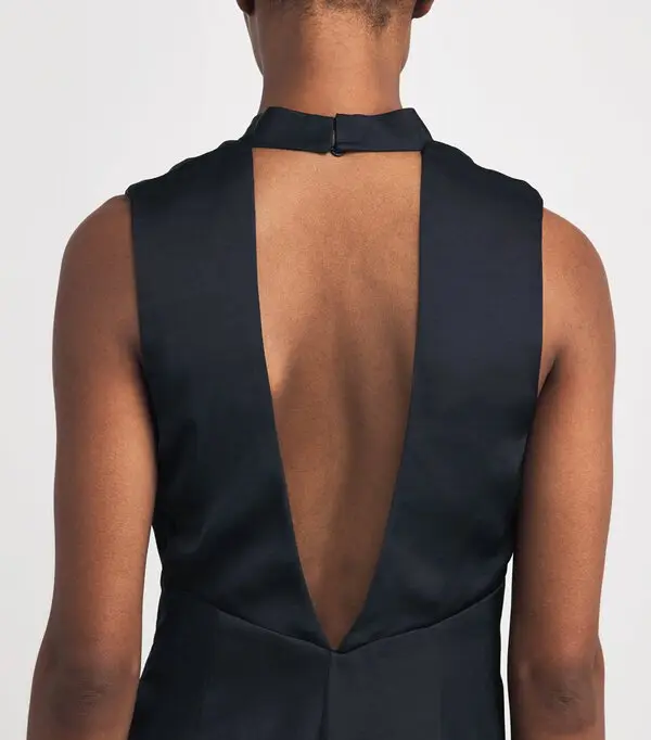 Claudie Pierlot Satin Scarf-neck Jumpsuit